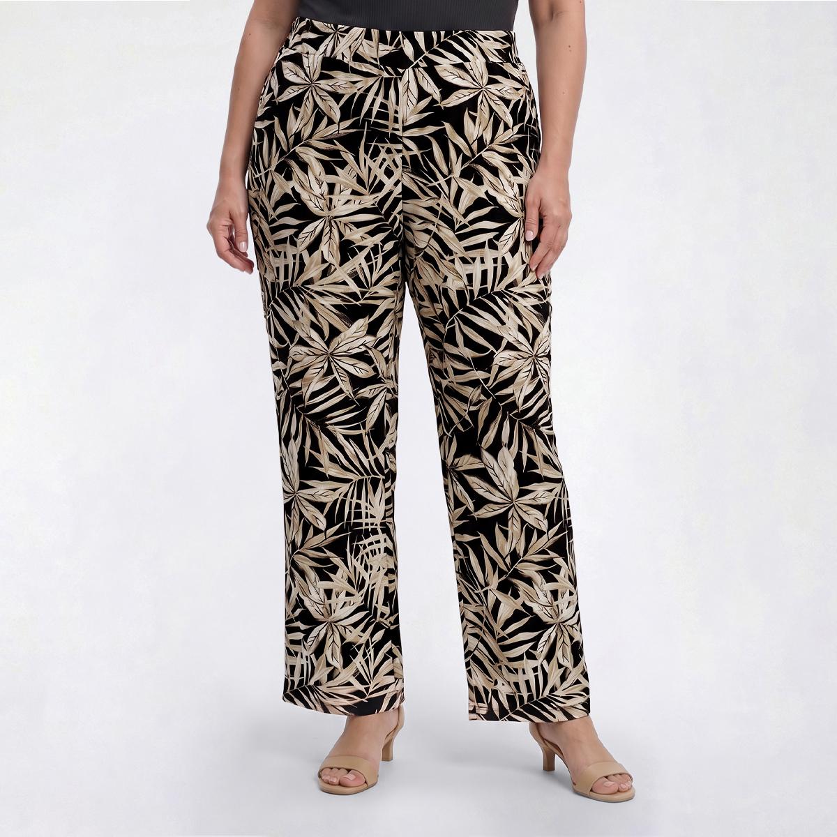 Click here for Plus Size Kasper Pull On Leaf Wide Leg Ankle Pants prices